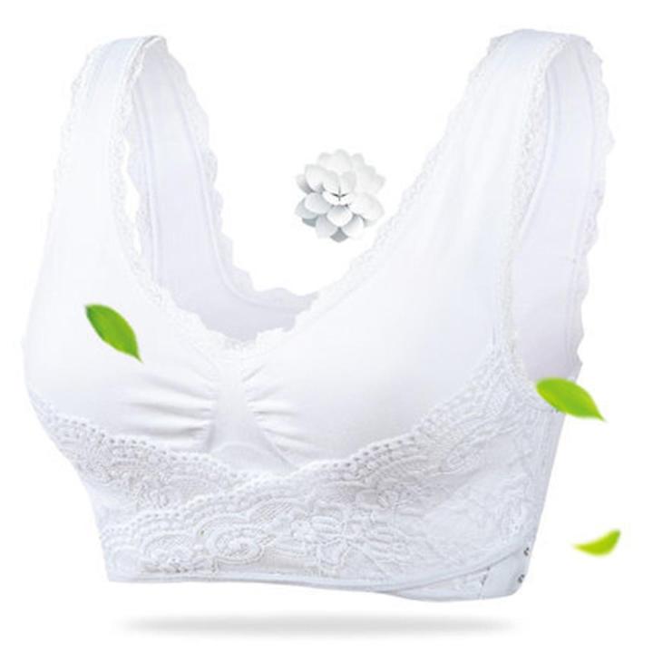 【VisioN Shop】Lingerie Lace Bras For Solid Color Cross Side Wireless U ...