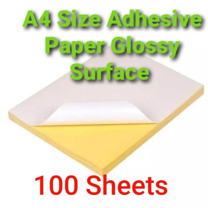 Printable Sticker Paper Glossy Surface A4 Size - 100 Pcs Self Adhesive ...