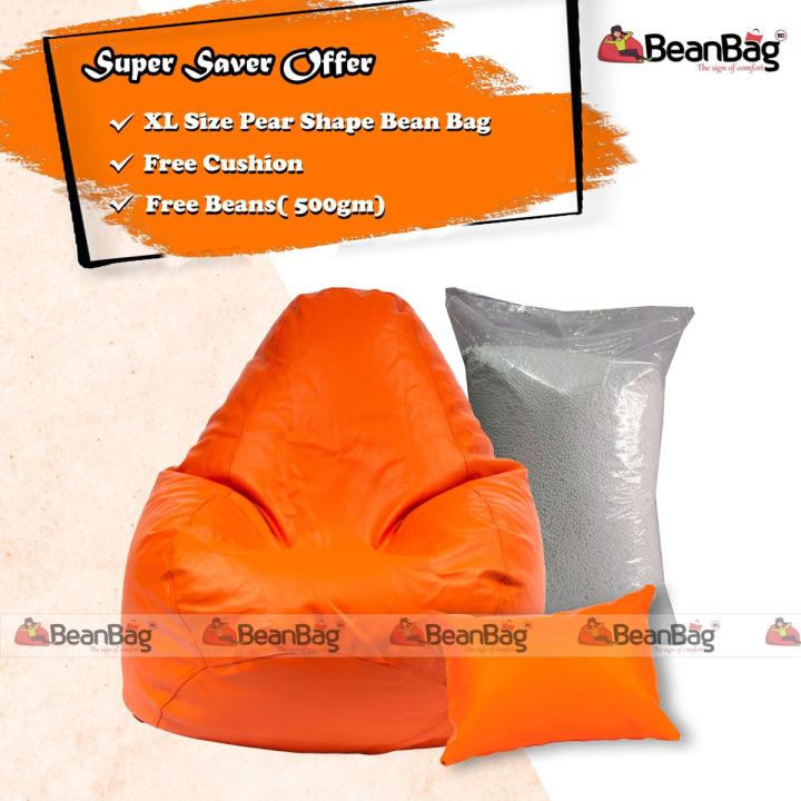 Premium Bean Bag Chair Pear Shaped XL Size - Orange | Daraz.com.bd