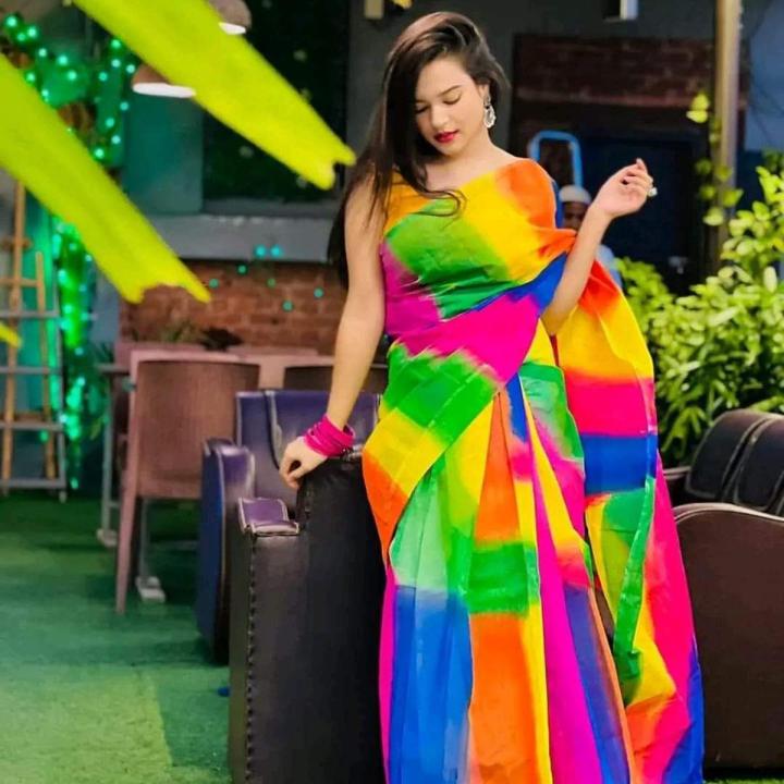 Hand Print Half Silk Saree for women rongdodu sari | Daraz.com.bd