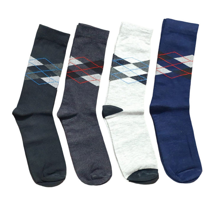 Men's new 4 pair Pattern Check long socks | Daraz.com.bd