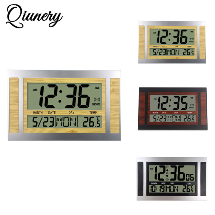Qiunery Digital Alarm Clock Battery Powered LCD High Definition Screen ...