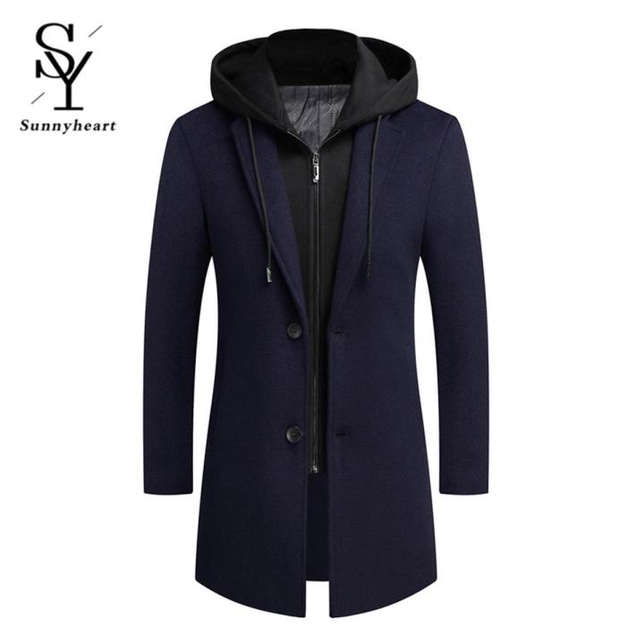 Sunnyheart Winter Overcoat Mid Length Drawstring Thick Men Winter ...