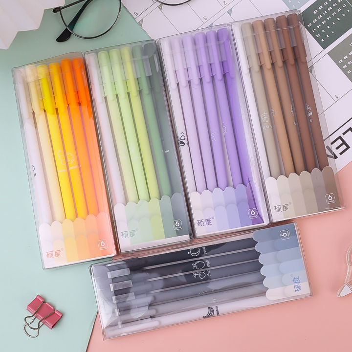 6Pcs/Set 0.5Mm Morandi Color Neutral Pen Office Supplies Student ...