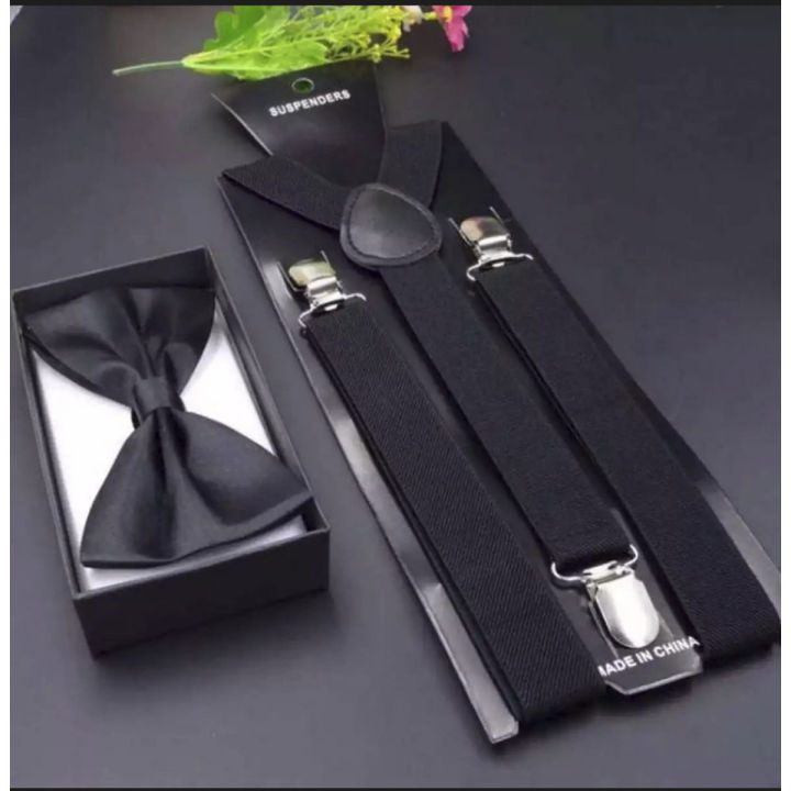 Black Suspender and Bow Tie for Men | Daraz.com.bd