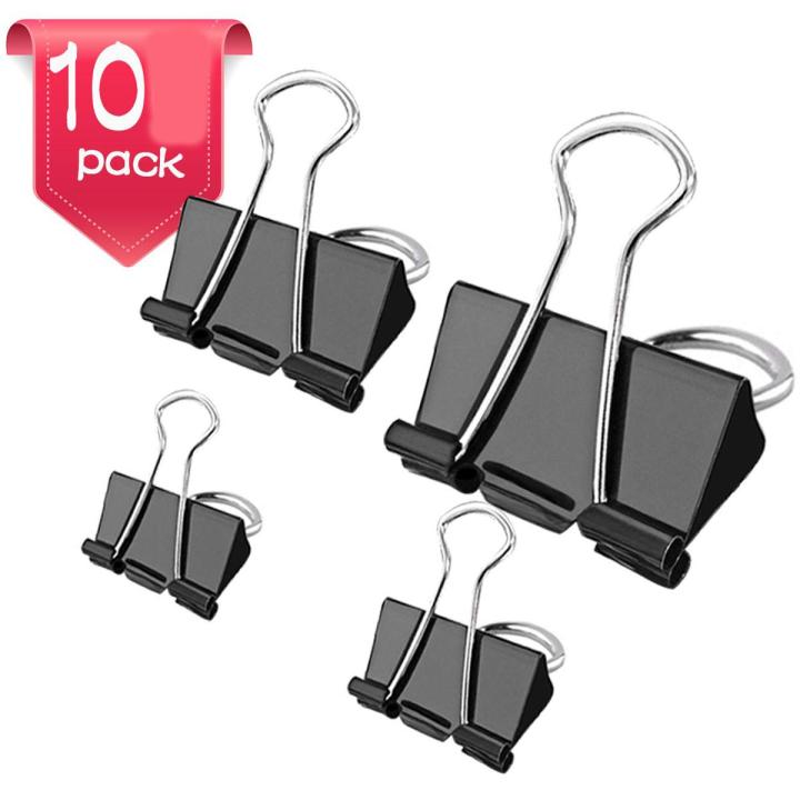 Metal Paper Clips / Stationery Binders Clips Black (10 Pieces) 32mm ...