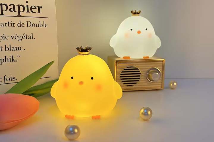 Chicken Night Light LED Bedside Lamp, Kawaii Room Decor, Warm Glow ...
