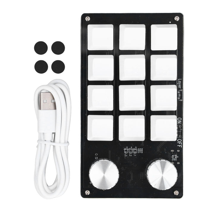 12 Key Knob Keyboard Programmable USB Red Switch Mechanical Keypad DC ...