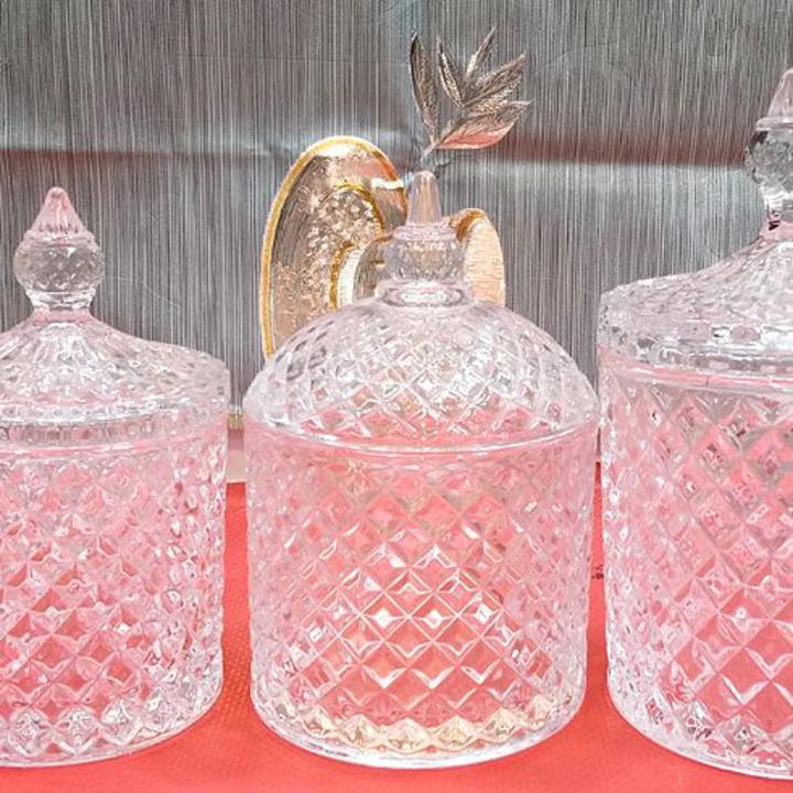 Beautiful Glass Candy Jar set of 3pieces 400ml 500ml 800ml | Daraz.com.bd