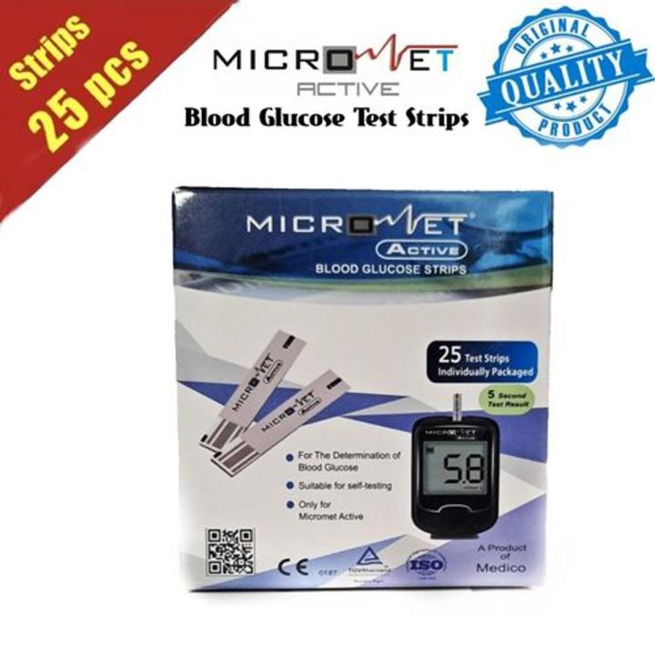 micromet active blood glucose machine test strip (25 single Foil strip ...