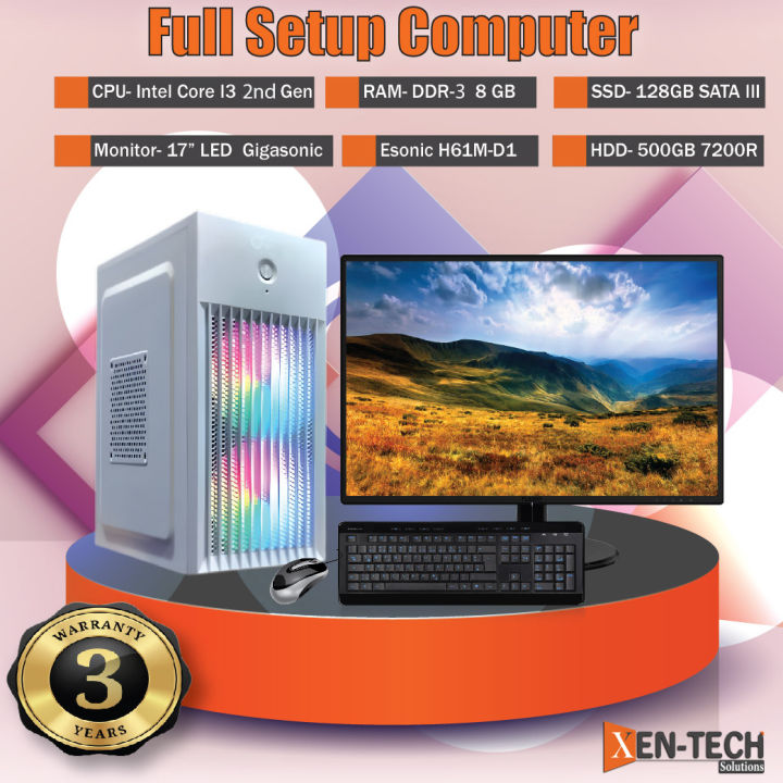 Full Set office Desktop pc Core I3 / 128GB SSD OR 500GB HDD / 8GB RAM ...