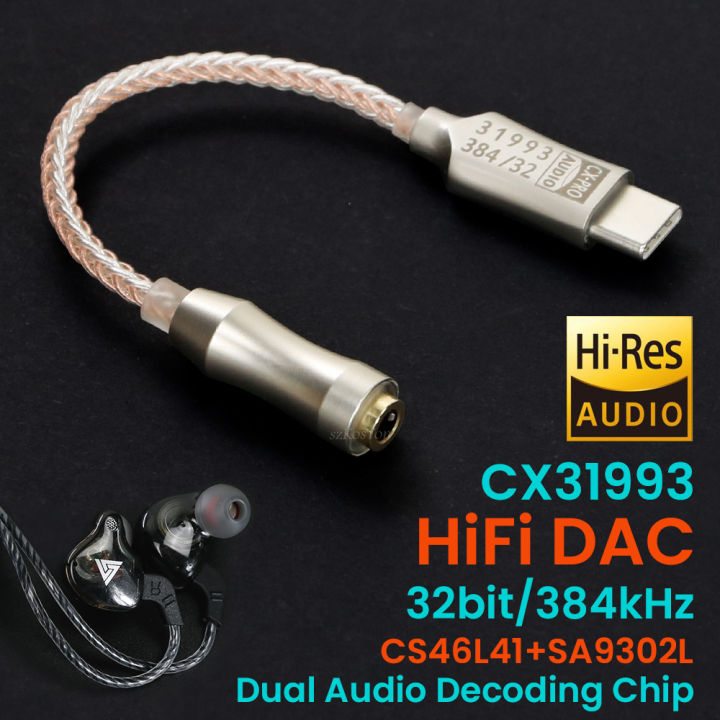 CX31993 USB Type-C to 3.5mm Audio interface Headphone Amplifier HiFi DAC Earphone Sound ...