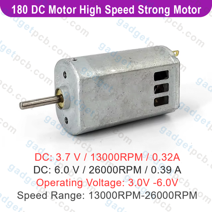 180 DC Motor 3.7V-6V Carbon Brush 180 Motor 26000 RPM High Speed Motor ...