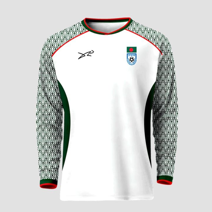 Bangladesh National Team Home Kit White/Black/Red Full-Sleeve Jersey ...