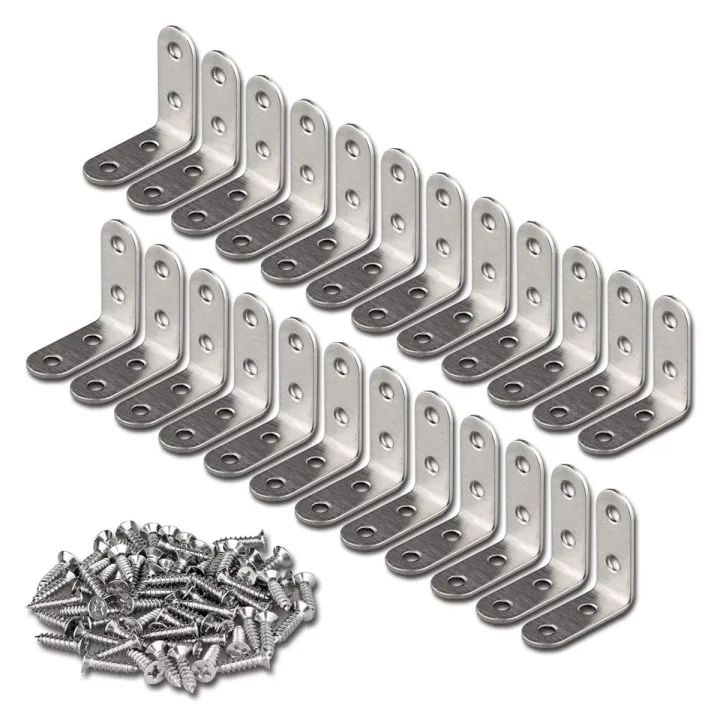24 Pieces Stainless Steel Corner Braces (1.57 X 1.57 Inch,40 X 40 Mm ...