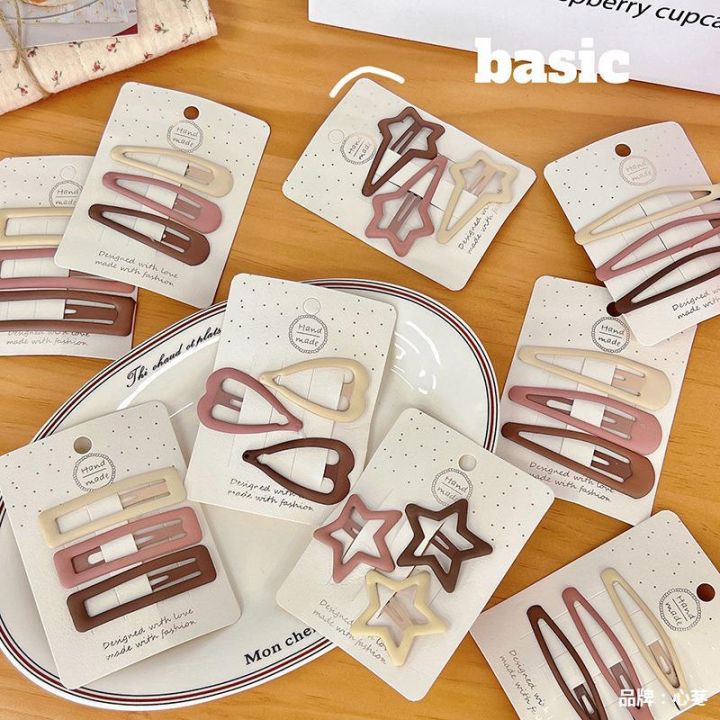 Kids Snap Hair Clips Hairpins Click Clack 3pcs Frosted Simplicity ...
