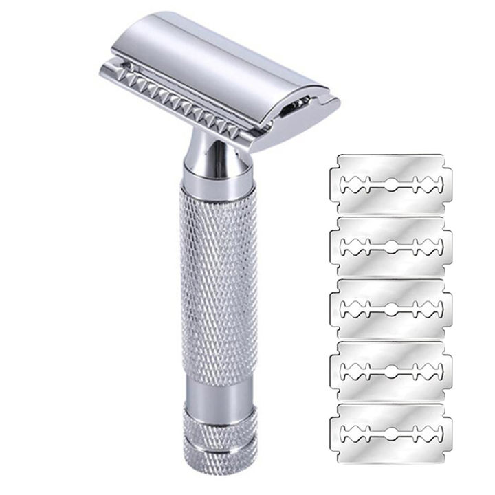 YINTAL Double Edge Razor Men Shaving Sliver Copper Alloy Non-slip ...