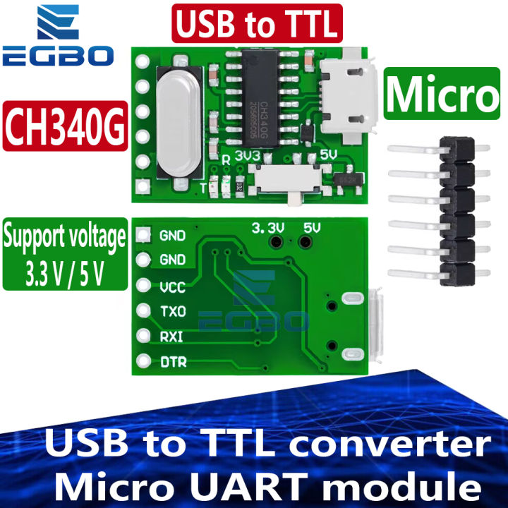 USB to TTL converter Micro UART module CH340G CH340 3.3V 5V switch for downloader pro mini ...
