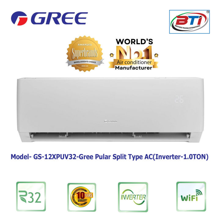 Gree Pular Split Type Air Conditioner GS-12XPUV32 (Inverter-1.0 TON ...