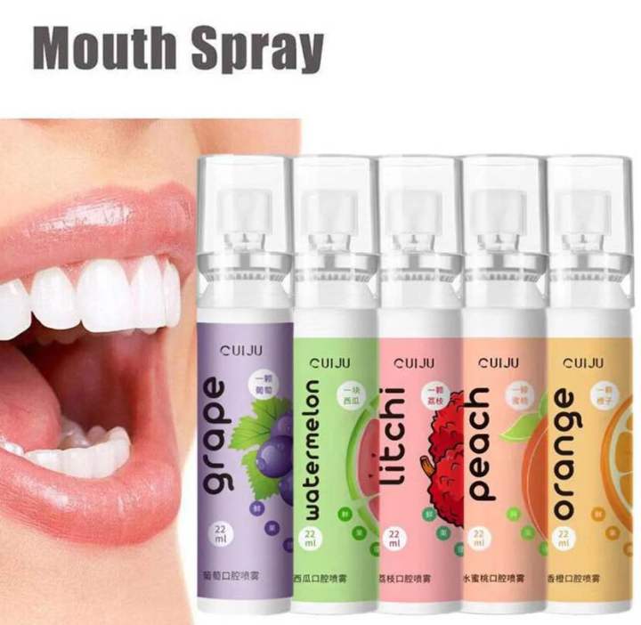 Oral Fresh Spray Mouth Freshener 6 Smell Fresh Breath Mouth Fruit Litchi Peach Grape Flavor ...