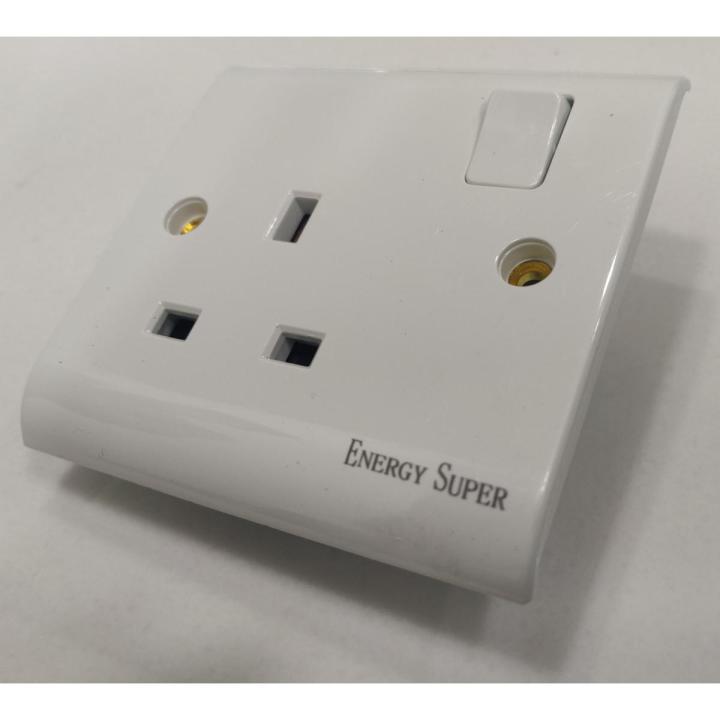Energy Super White 13A 3 Pin Flat Combined Switched Socket 3Pin ...