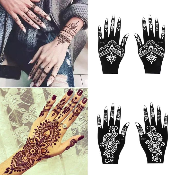 AlineYLingg 1 Pairs Henna Tattoo Stencil Temporary Hand Tattoo Body Art ...