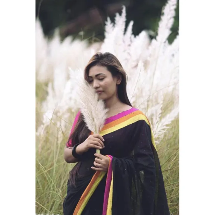Rongdhono Chumki Saree white colour Saree | Daraz.com.bd