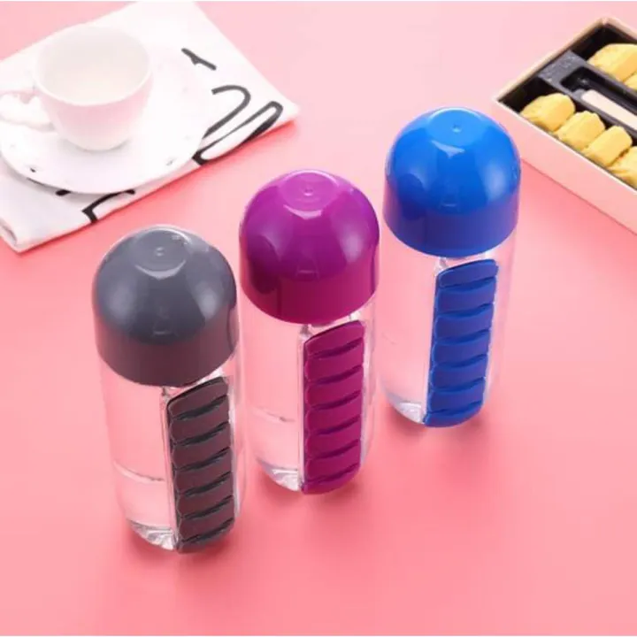 600ml Water Bottle With Pill Box | Daraz.com.bd