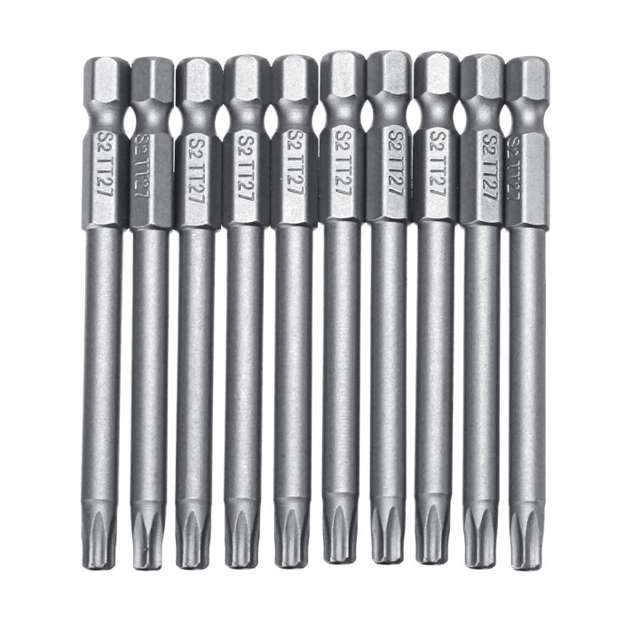 10pcs 1/4" Torx Screwdriver Bit Set Hex Security Magnetic Head Extra Long 75MM-TT27 | Daraz.com.bd
