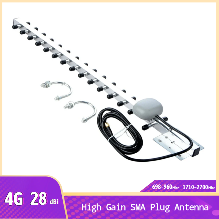 High Gain 28dBi SMA Plug Antenna Low Power 50W 4G 696-960MHz / 1710 ...