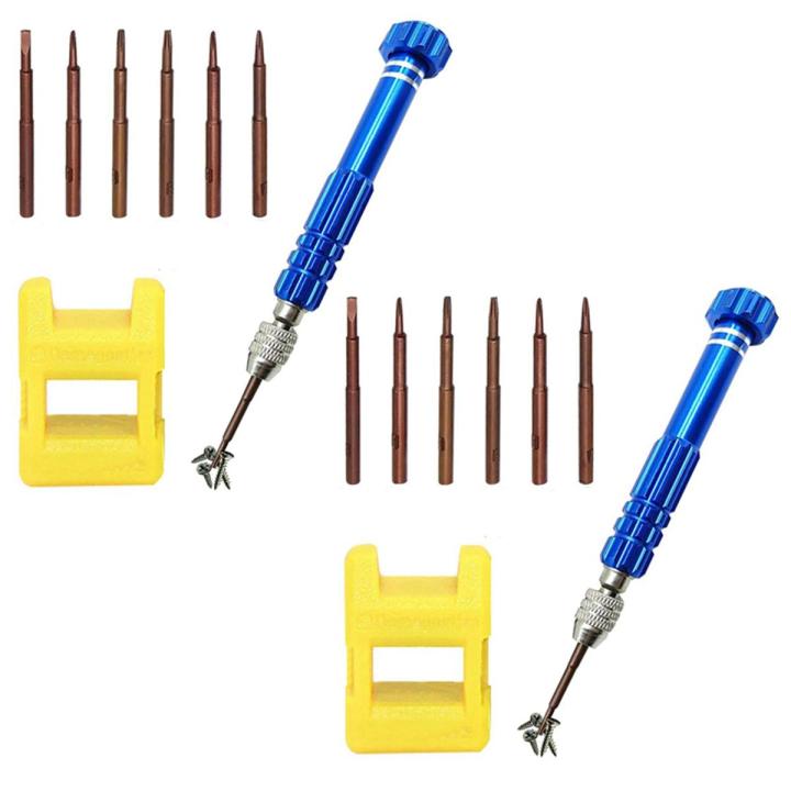 2set Magnetic 6 in 1 Tiny Screw Driver Kit, Small Screwdriver Set ...