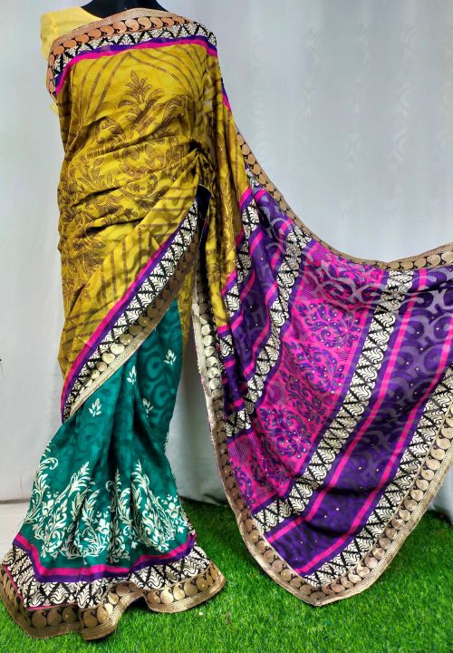 Indian party tissue sari minakari work | Daraz.com.bd