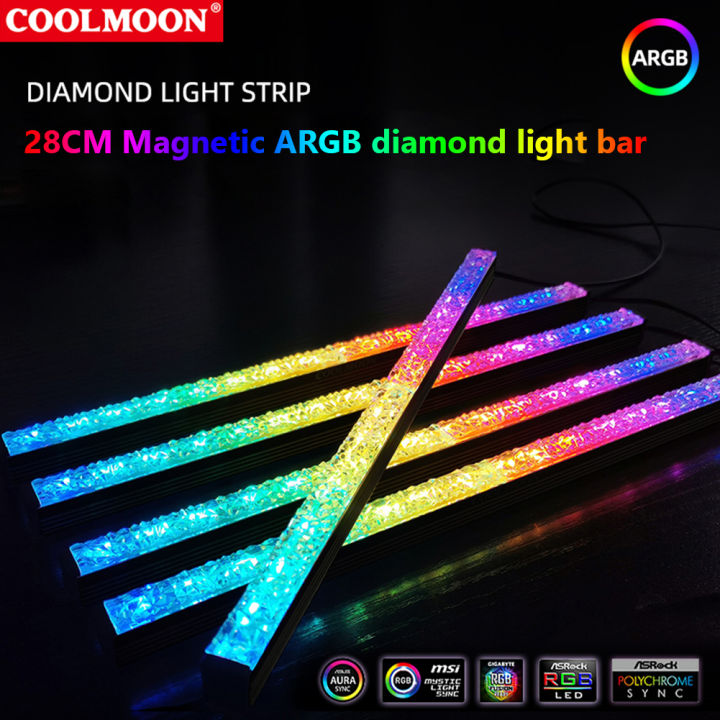 Coolmoon Argb Pc Case Led Strip Magnetic Computer Bar 5v/3pin Small ...