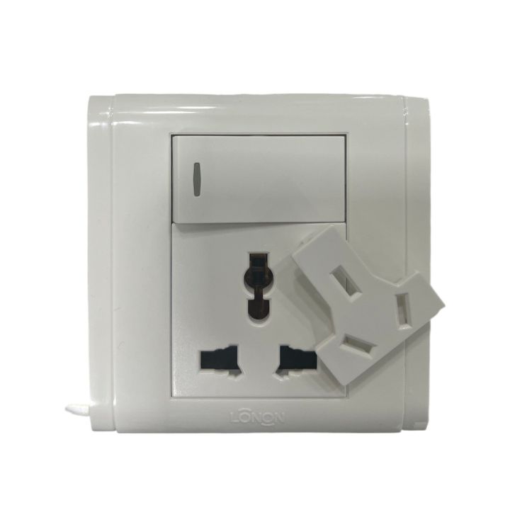 HONEYWELL LONON Series 13A Three Pin with Switch White Multi Function Universal Switched 3Pin ...