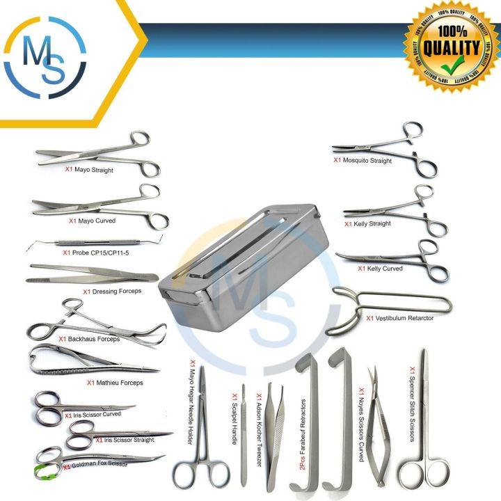 Surgical Dissecting Instruments Box Set Minor Surgery Veterinary ...