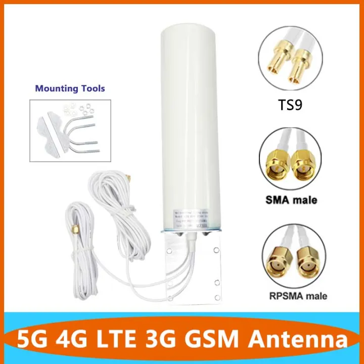 2*2pcs Dual Cable 5G 4G LTE 3G GSM Omni WiFi Aerial 600~4900Mhz IP67 Outdoor Waterproof AP ...