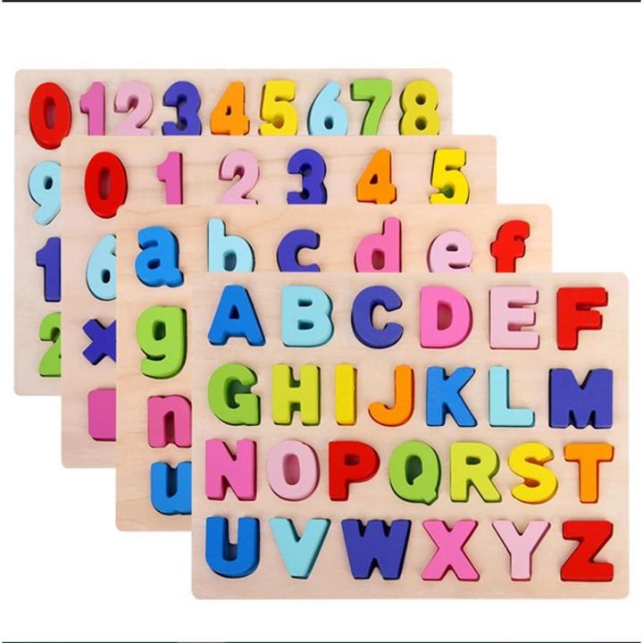ABC Puzzle Digital Wooden Toys Early Learning Jigsaw Letter Alphabet ...