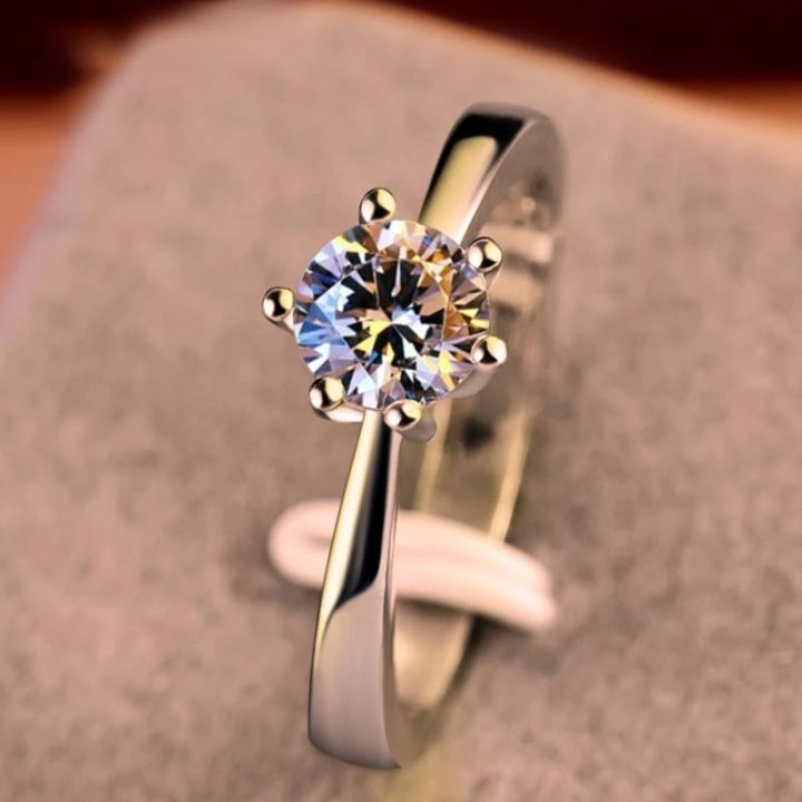 Box Free Classic Six Claw Gold Color Ring AAA Austria Crystal Wedding ...