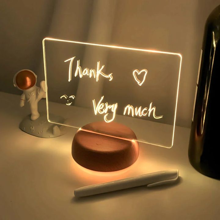 Creative 3D LED Light DIY USB Note Board Acrylic Night Light With ...
