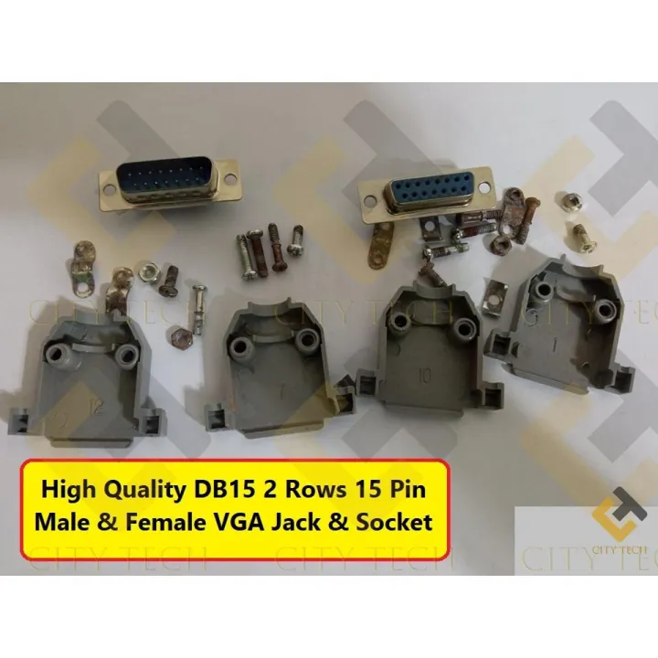 DB15 DB-15 2 Rows 15 Pin Male & Female VGA Jack & Socket Plug Connector ...