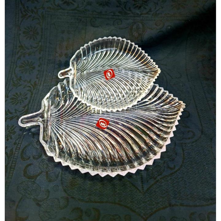 Combo Pack Plastic Crystal Leaf Shape Tray For Decoration And ...