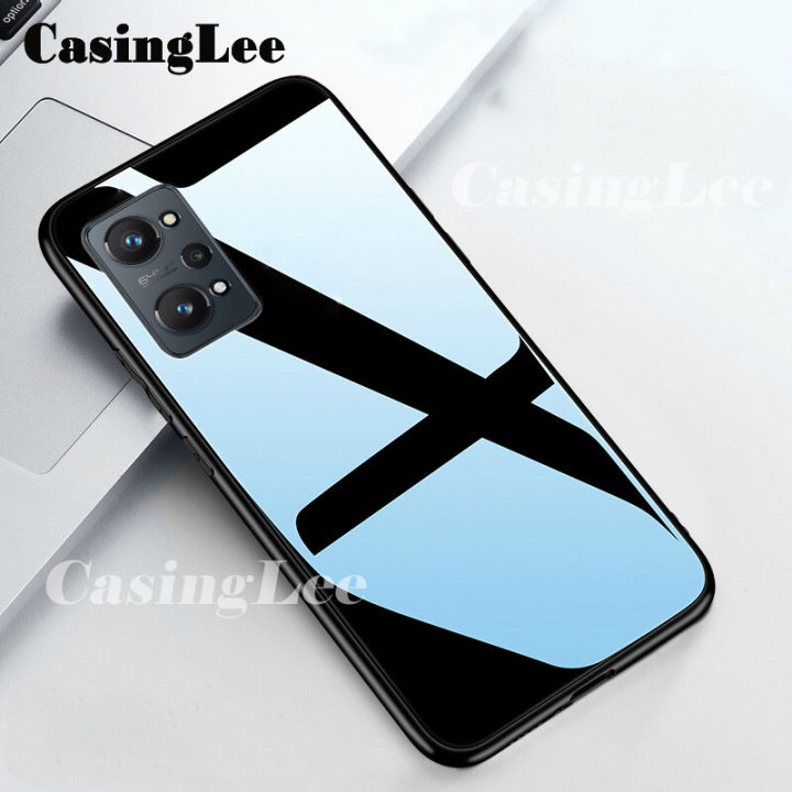 For Realme C31 Shockproof Gradient Tempered Glass Back Soft Silicone ...