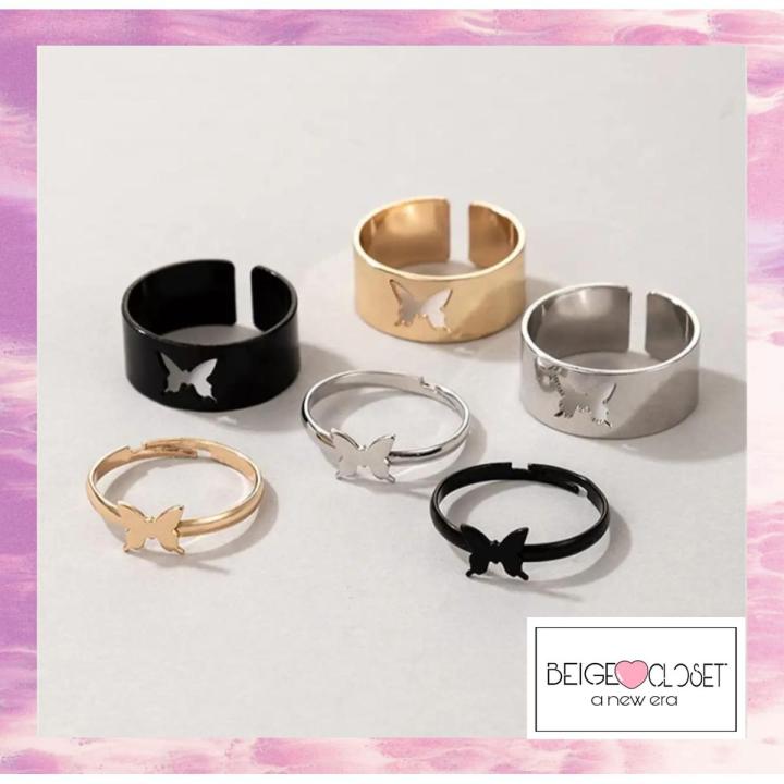 Beige closet 2 Pcs Butterfly Rings King and Queen Couple Ring Set ...