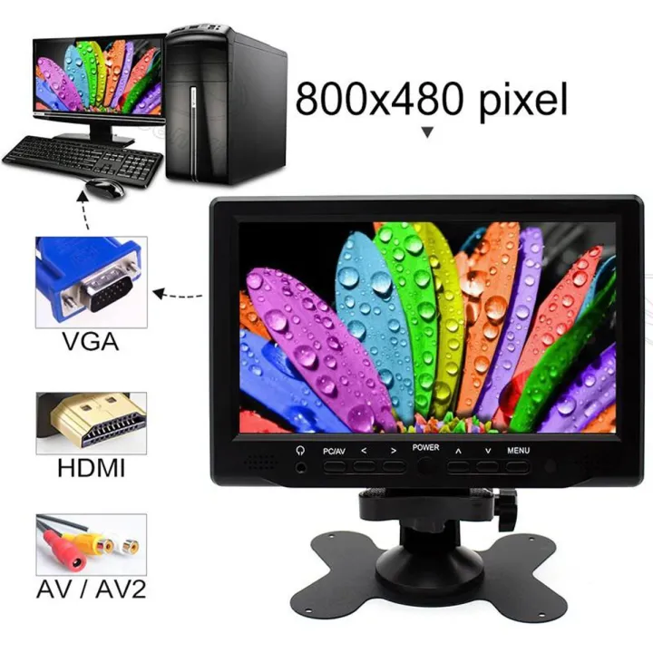 Portable Mini 7 Inch HDMI VGA Display LCD Screen Car Rearview TV/DVD ...