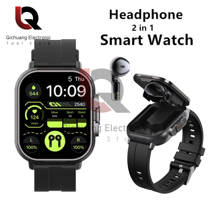 New Smart Watch D8 TWS 2 In 1 Wireless Bluetooth Noise Cancelling Earphones Watch 2 Sports Heart ...