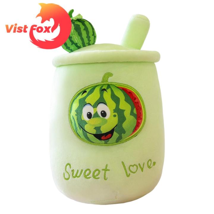 Vist Fox Stuffed Fruit Toy Comfortable to The Touch Soft Bubble Tea Cup ...