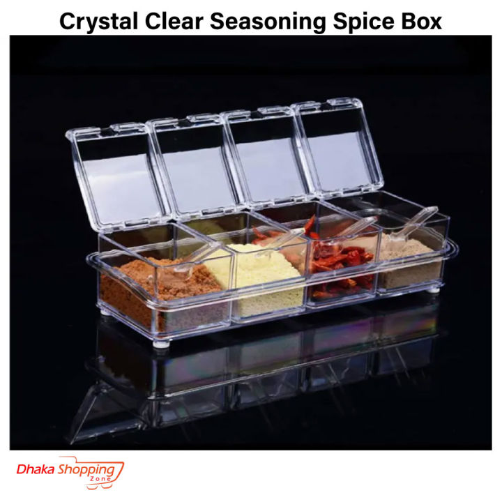 4 IN 1 Crystal Seasoning Box Acrylic Spice Container Jar Condiment ...