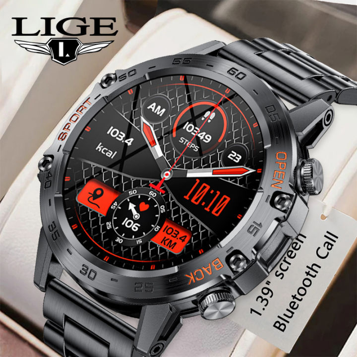 LIGE Military Men Outdoor Sports Smart Watch 1.39“HD Bluetooth Calling ...
