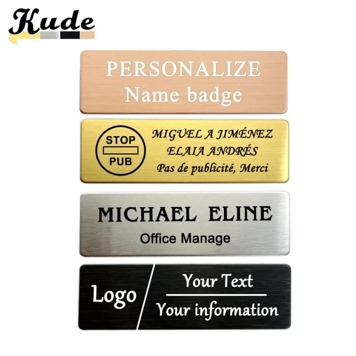 7x2.5CM Engraved Your Logo Text Plate Custom Badge Personalize Brooch ...