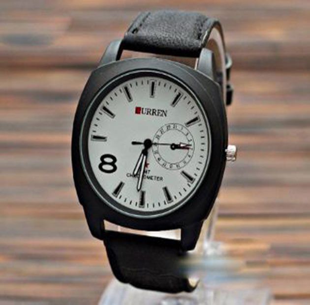 TRUIT CR8 1PU Leather Wrist Watch Black White For Men | Daraz.com.bd